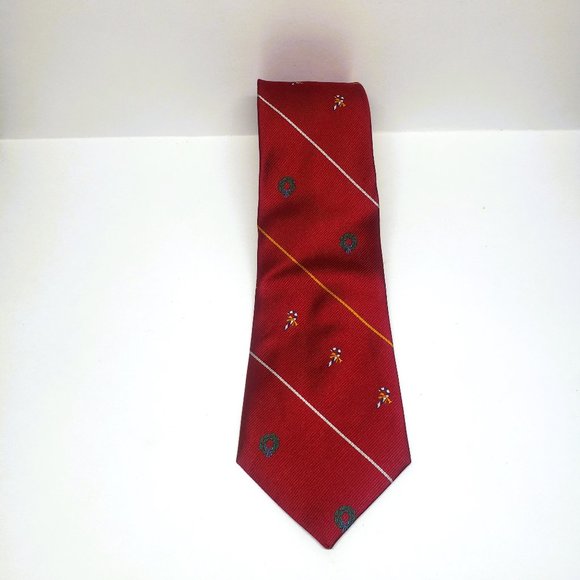 Mark Pendleton | Accessories | 0 Silk Christmas Tie Wreaths Candy Canes Mark Pendleton Dark Red ...